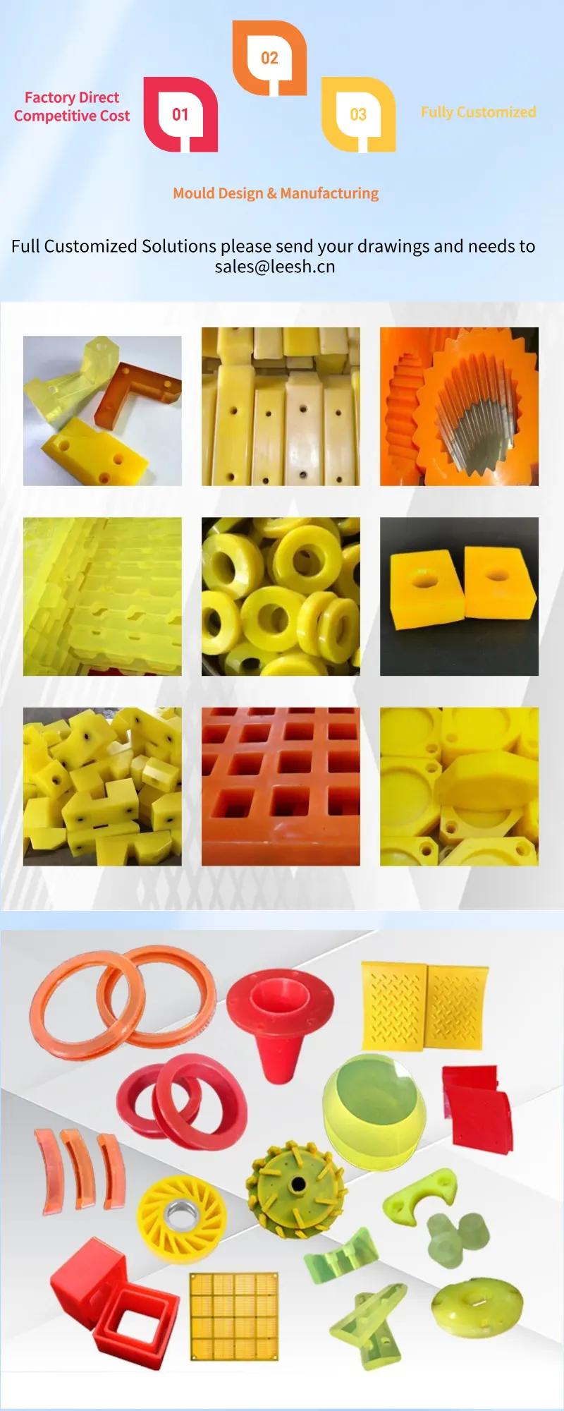 Custom Polyurethane Parts – Mold Design – Color Options